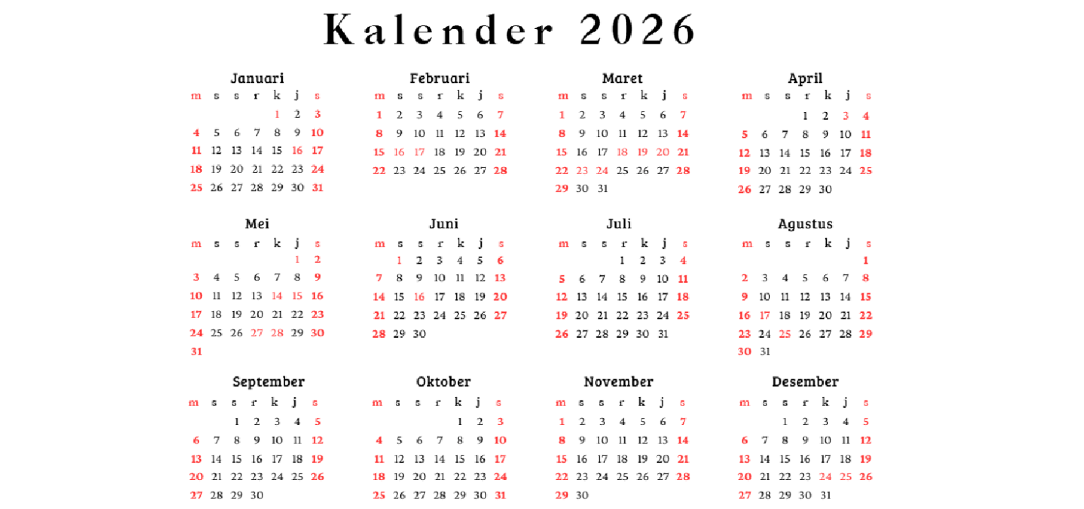 Daftar Hari Libur Kalender 2026: Libur Nasional, Cuti Bersama, dan Long ...