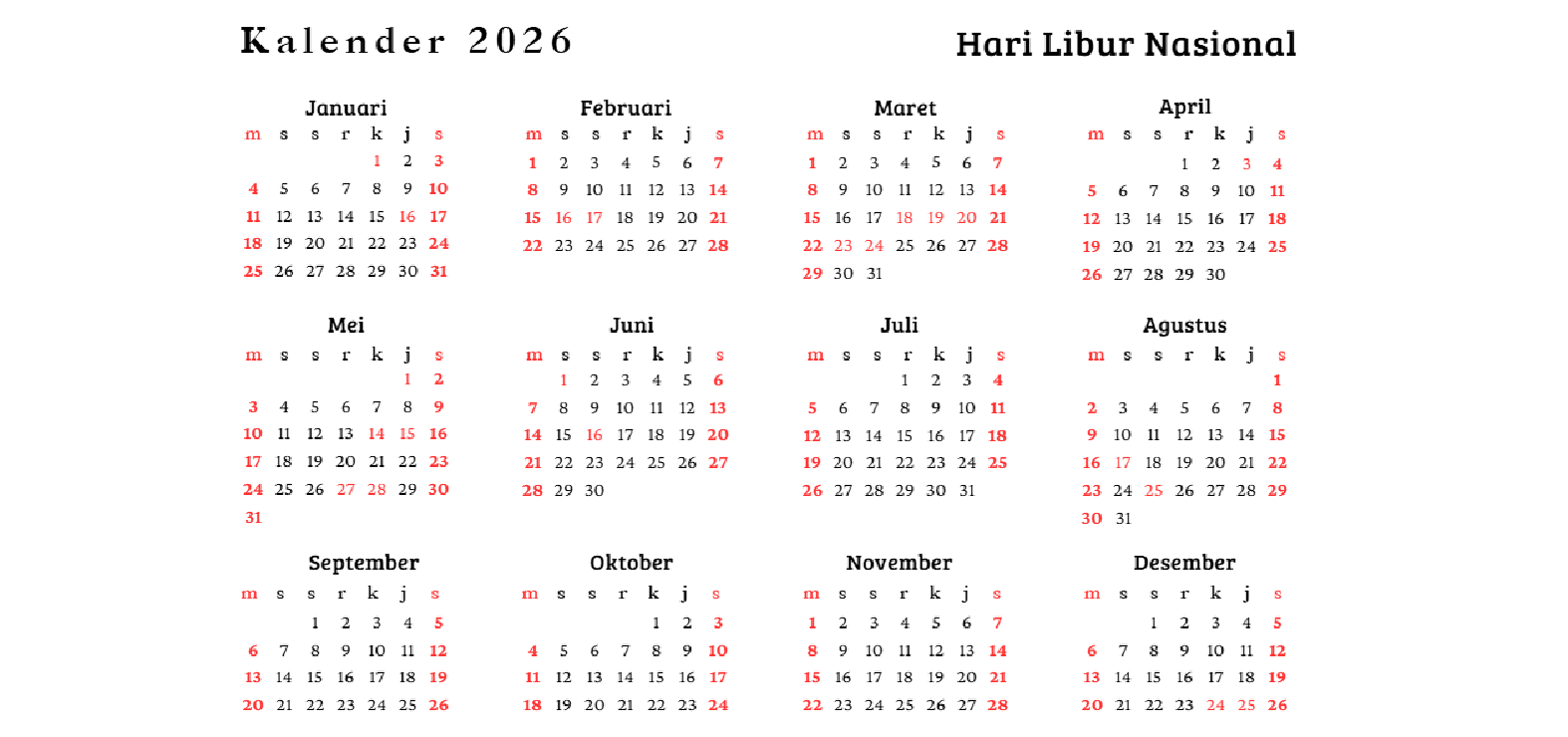 Kalender 2026 Libur Nasional: Lengkap dengan Cuti Bersama dan Long ...